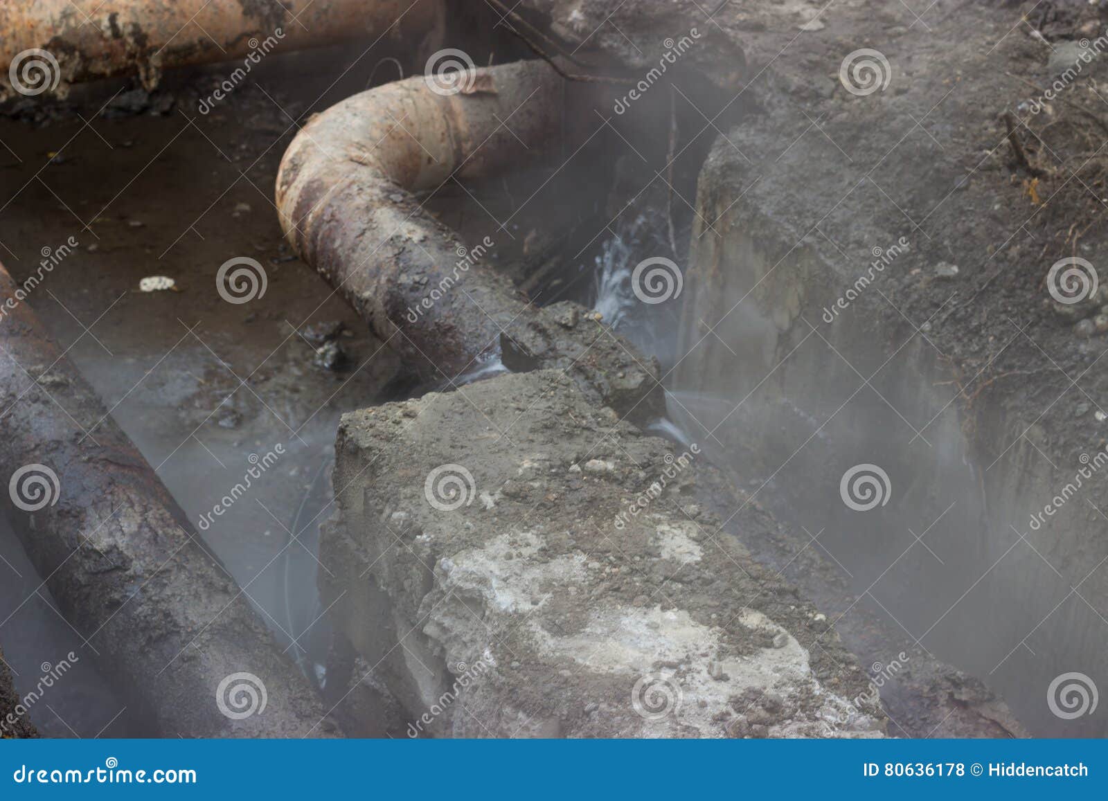 Broken Old Pipes of the Heating System Stock Photo - Image of metal ...