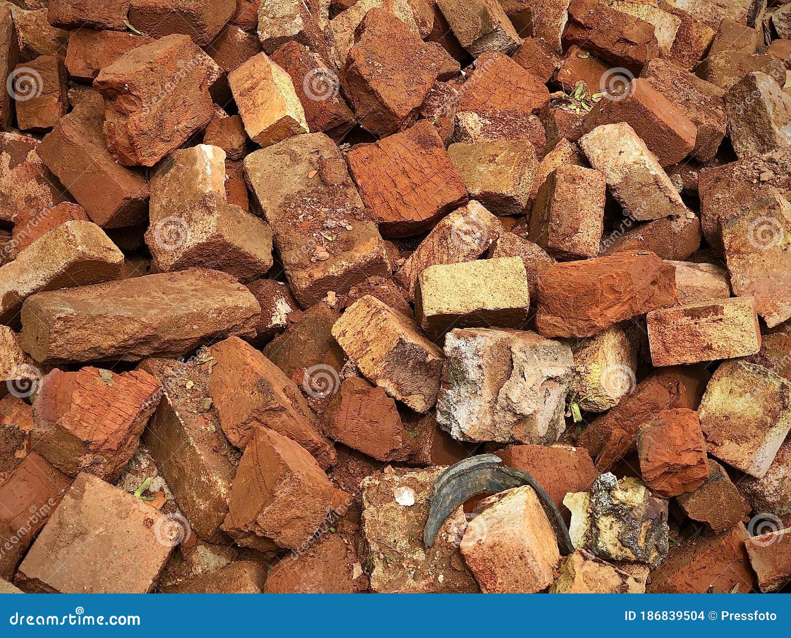 Broken Bricks Stack stock photo. Image of collapse, stacked - 186839504