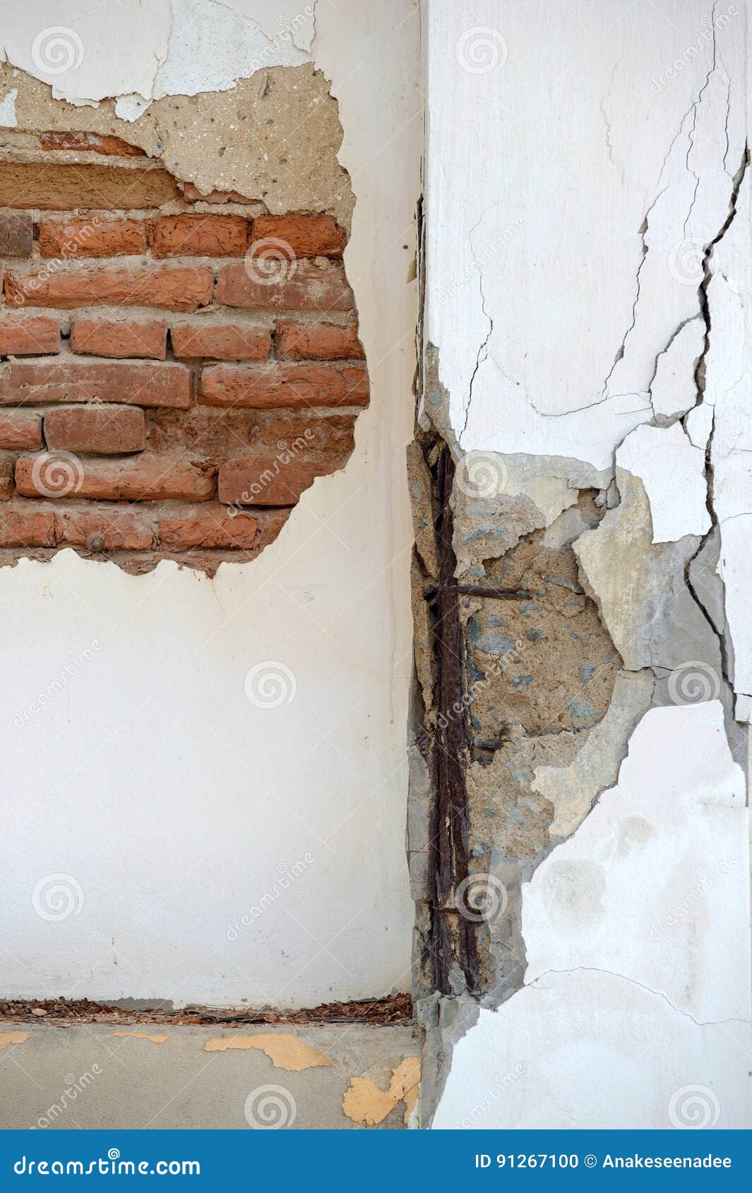 Broken old wall stock photo. Image of stone, hole, broken - 91267100