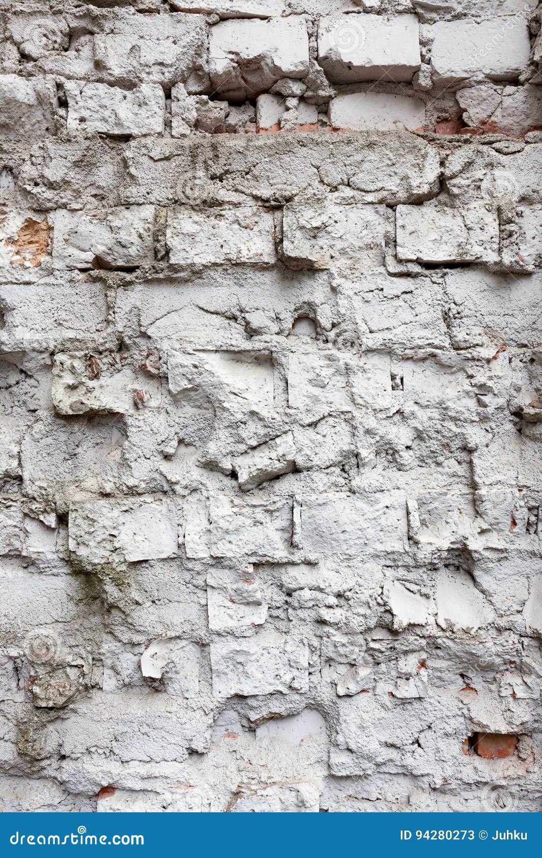 Broken Old White Brick Wall Stock Image - Image of close, paint: 94280273
