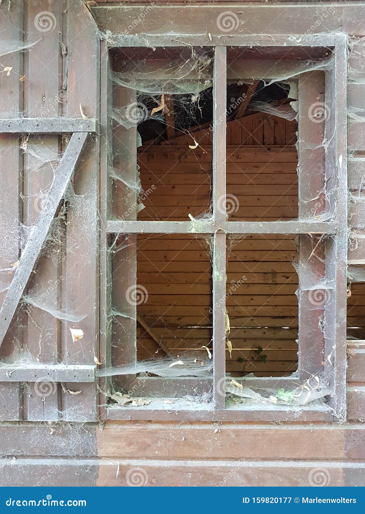 Broken Old Window with Cobwebs Stock Image - Image of wooden, retro ...