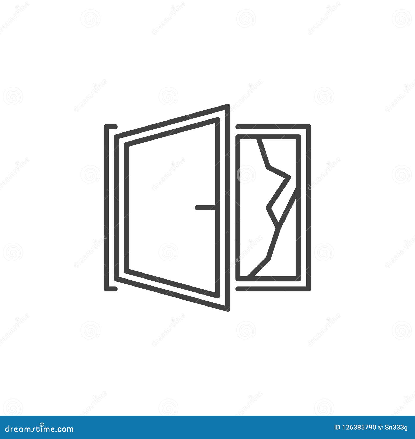 Broken Open Window Line Icon. Vector Cracked Window Sign Stock Vector ...