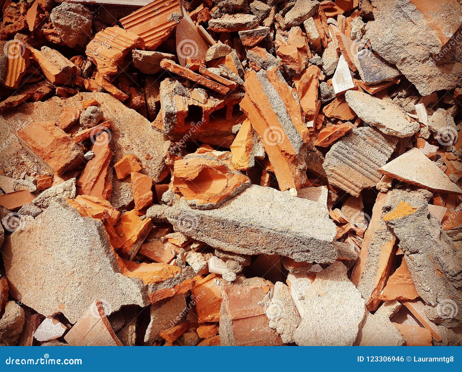 Broken Orange Brick. Construction Work Stock Photo - Image of dirty ...