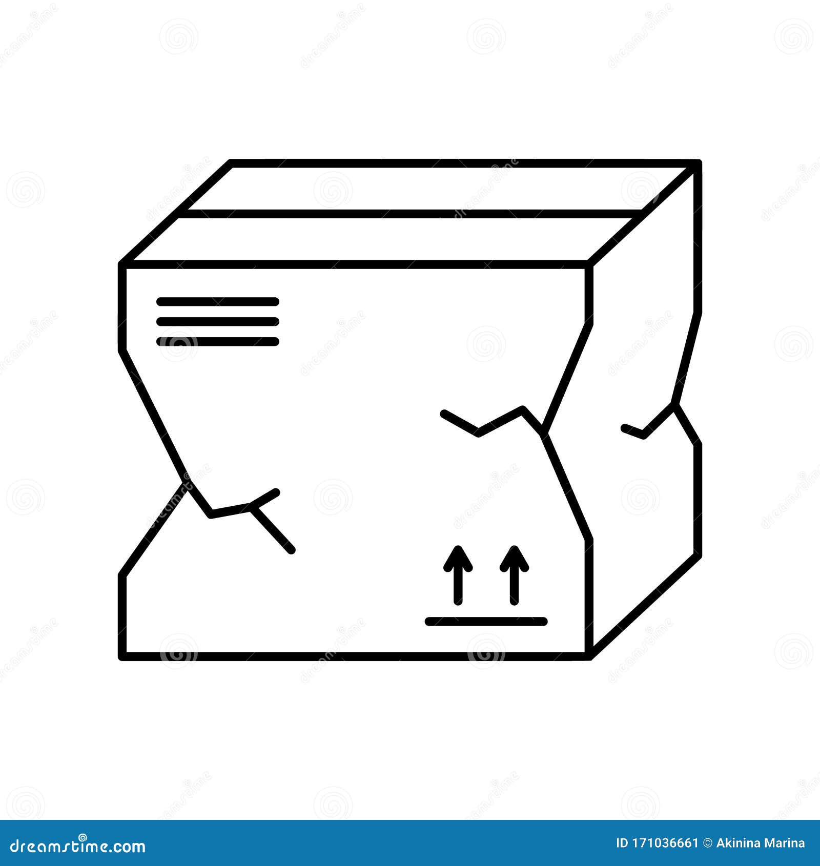 Broken Package Box Icon. Linear Template for Delivery Logo Stock Vector ...