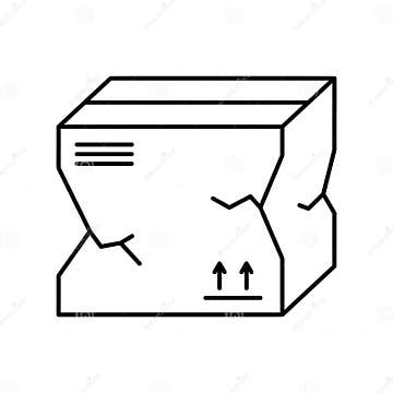 Broken Package Box Icon. Linear Template for Delivery Logo Stock Vector ...