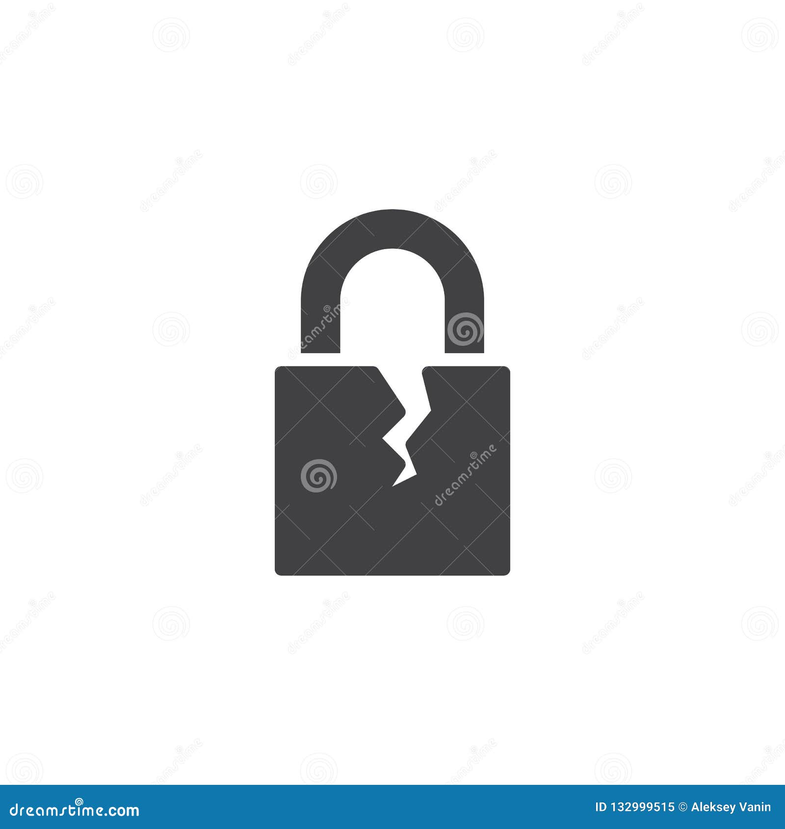 Broken padlock vector icon stock vector. Illustration of broken - 132999515