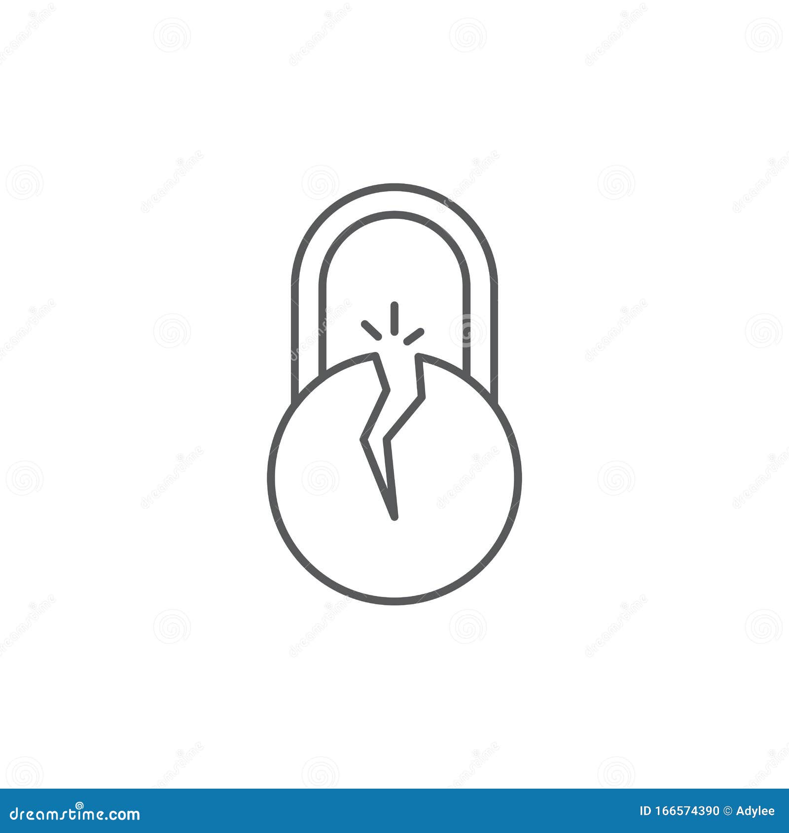 Broken Padlock Vector Icon Symbol Isolated on White Background Stock ...