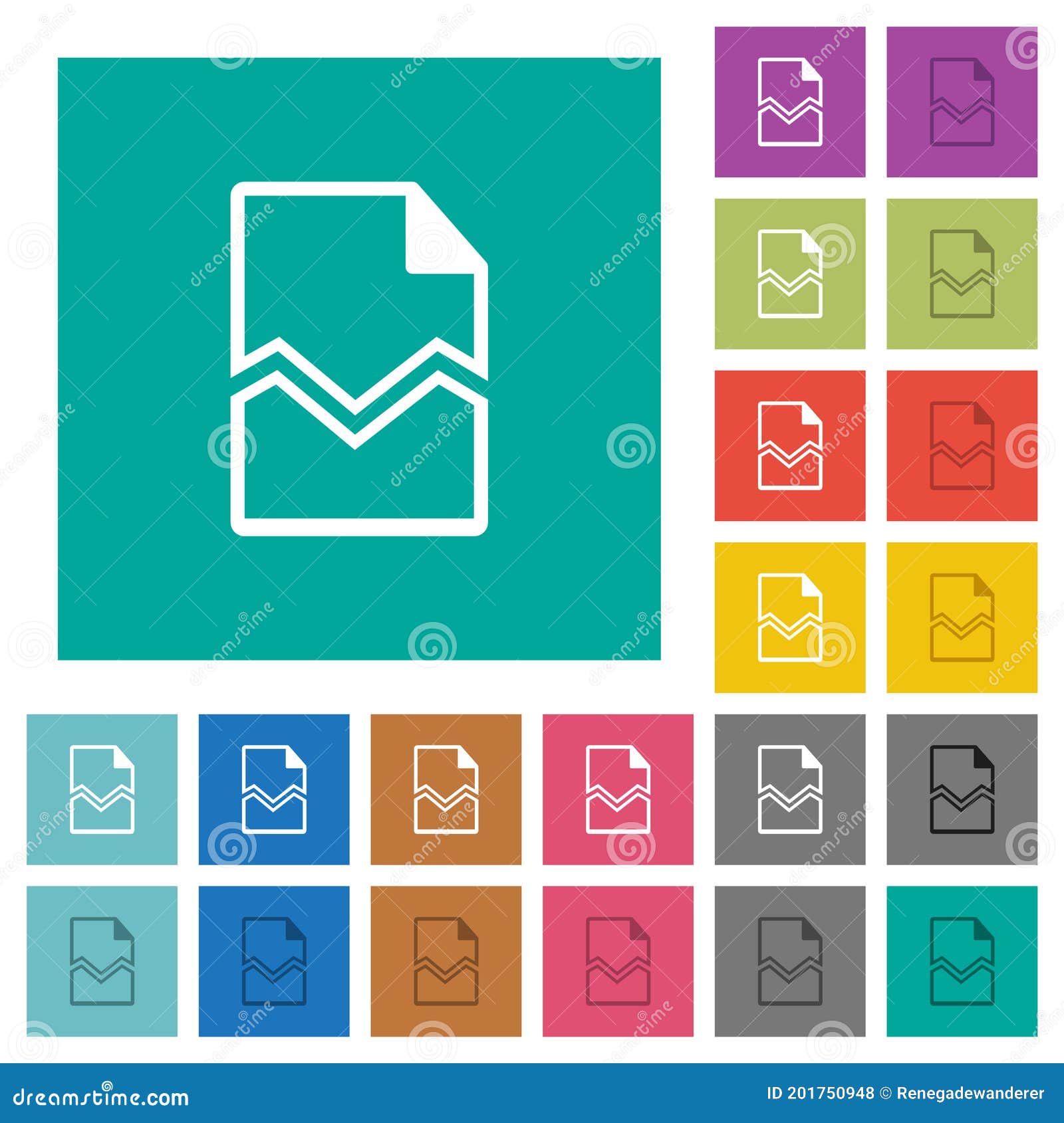 Broken Page Square Flat Multi Colored Icons Stock Vector - Illustration ...