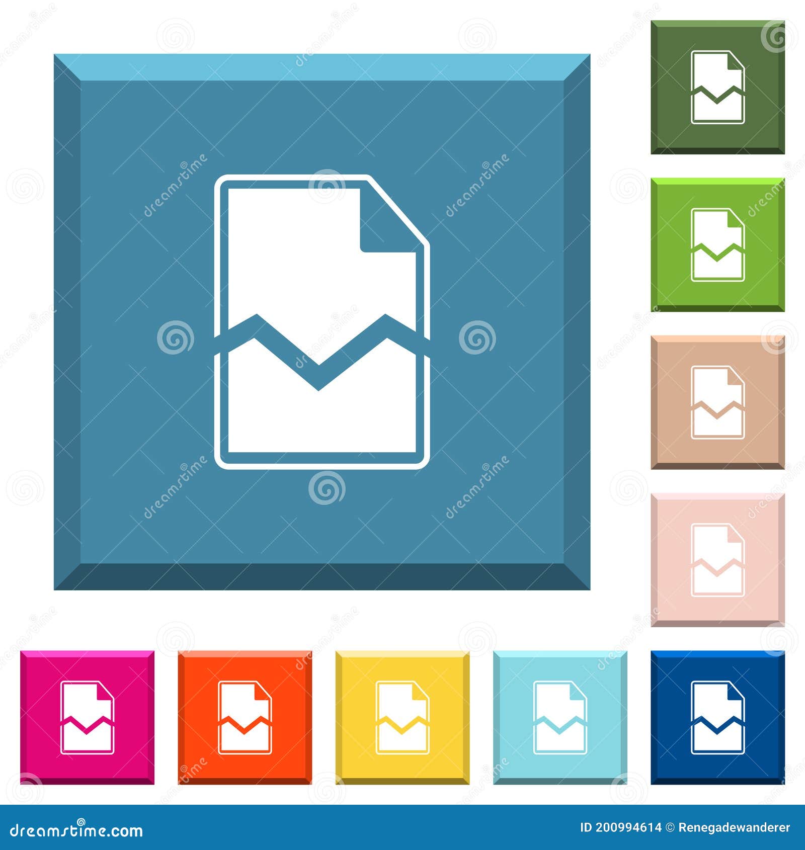 Broken Page White Icons on Edged Square Buttons Stock Vector ...