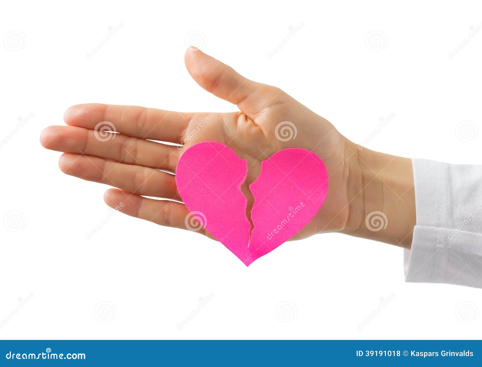 Broken paper heart on hand stock photo. Image of announcement - 39191018