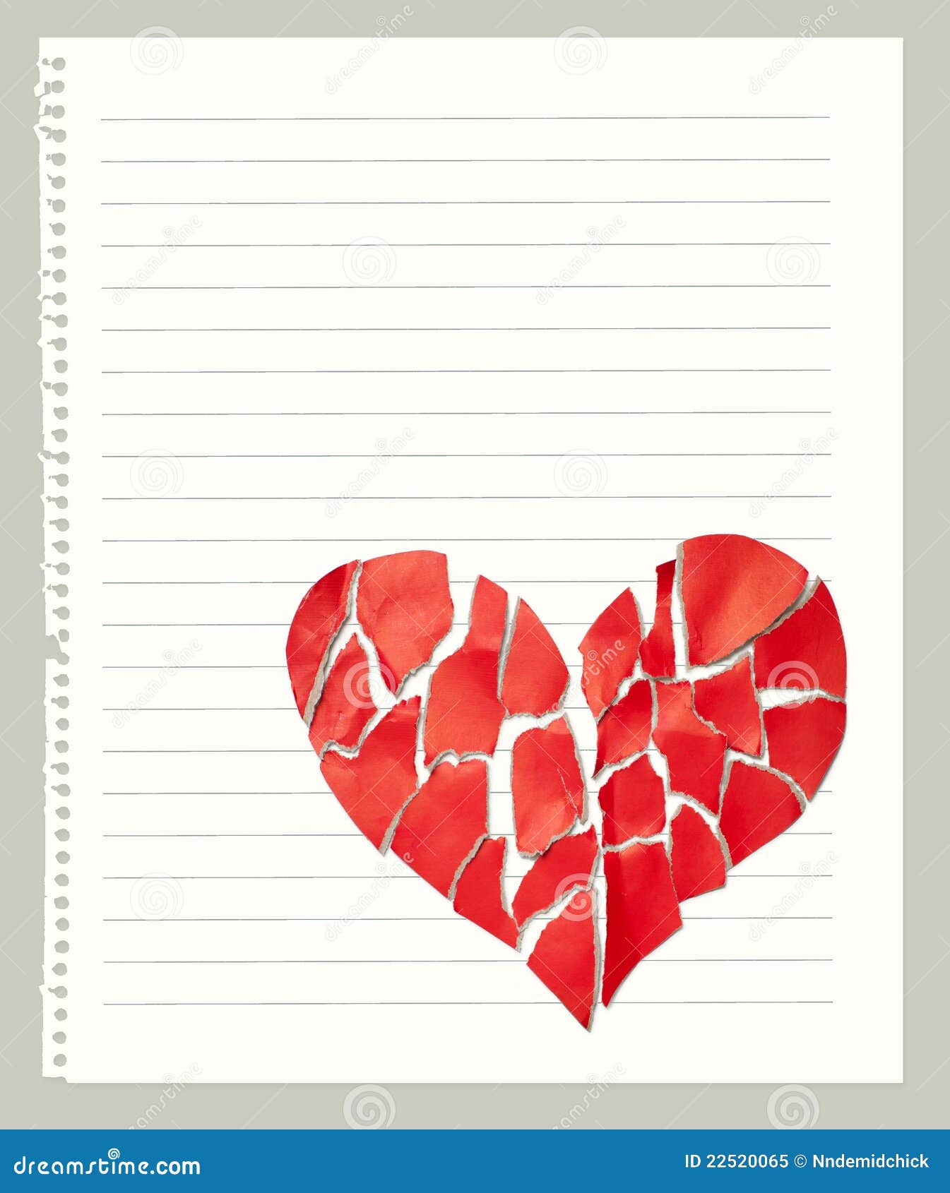 Broken Paper Heart on Notebook Page Stock Image - Image of infidelity ...
