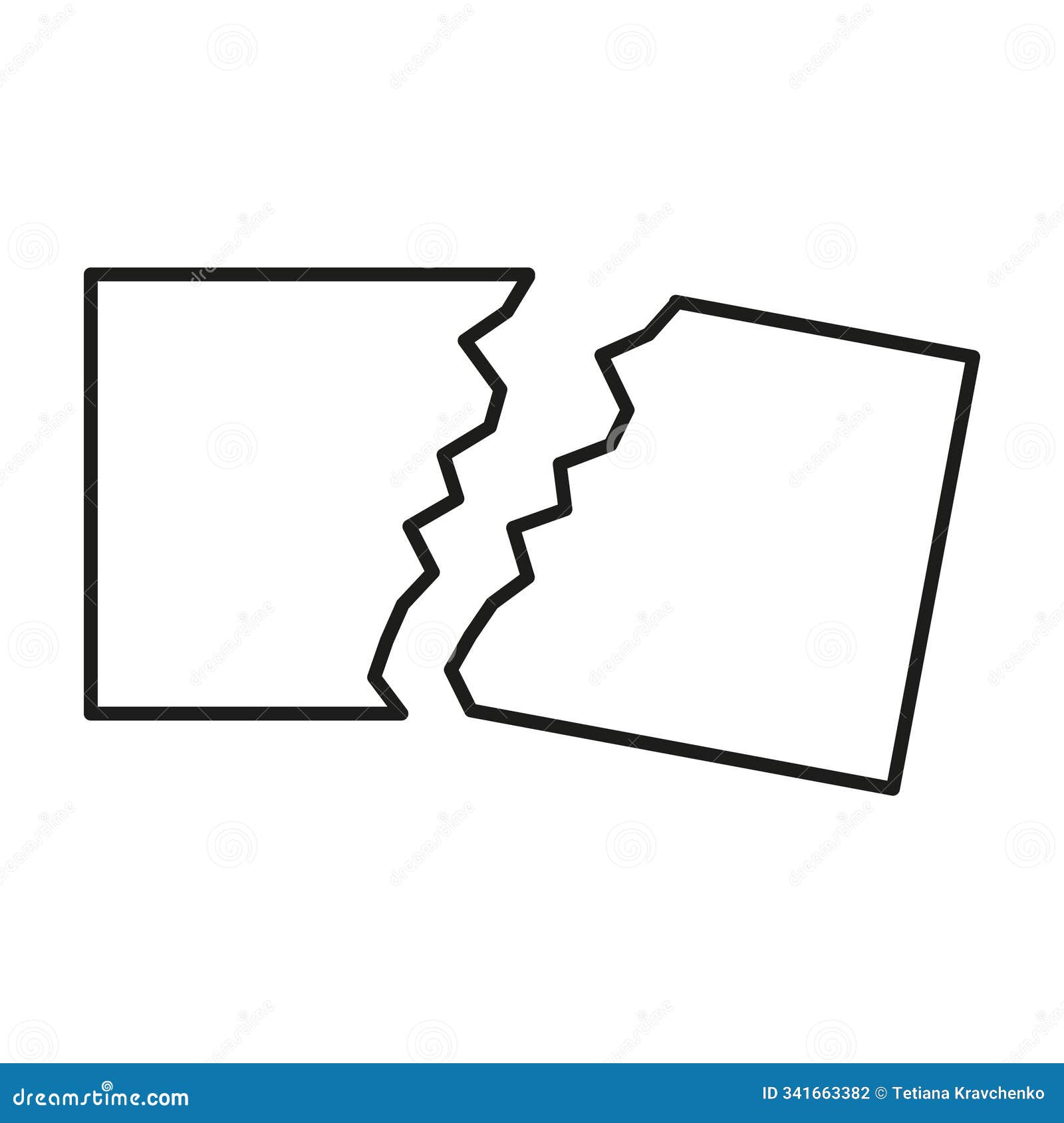 Broken Paper Sheet. Tear Symbol. Cracked Document Shape. Vector Outline ...