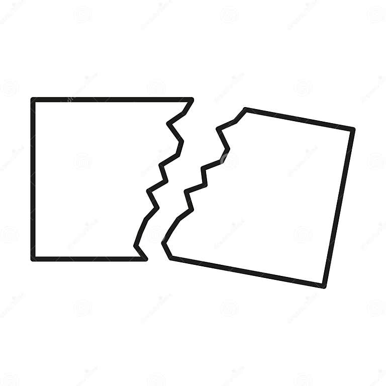 Broken Paper Sheet. Tear Symbol. Cracked Document Shape. Vector Outline ...
