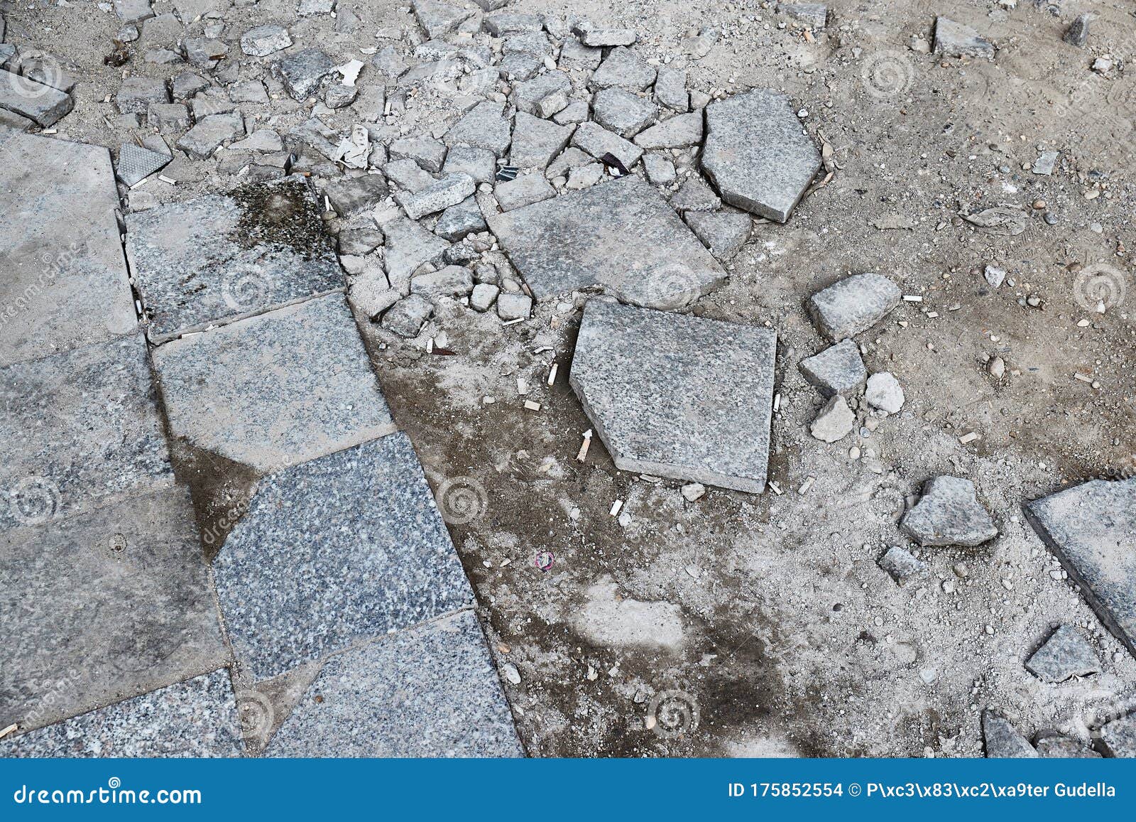Stone Pavement Broken Near Construction Stock Photo - Image of repair ...
