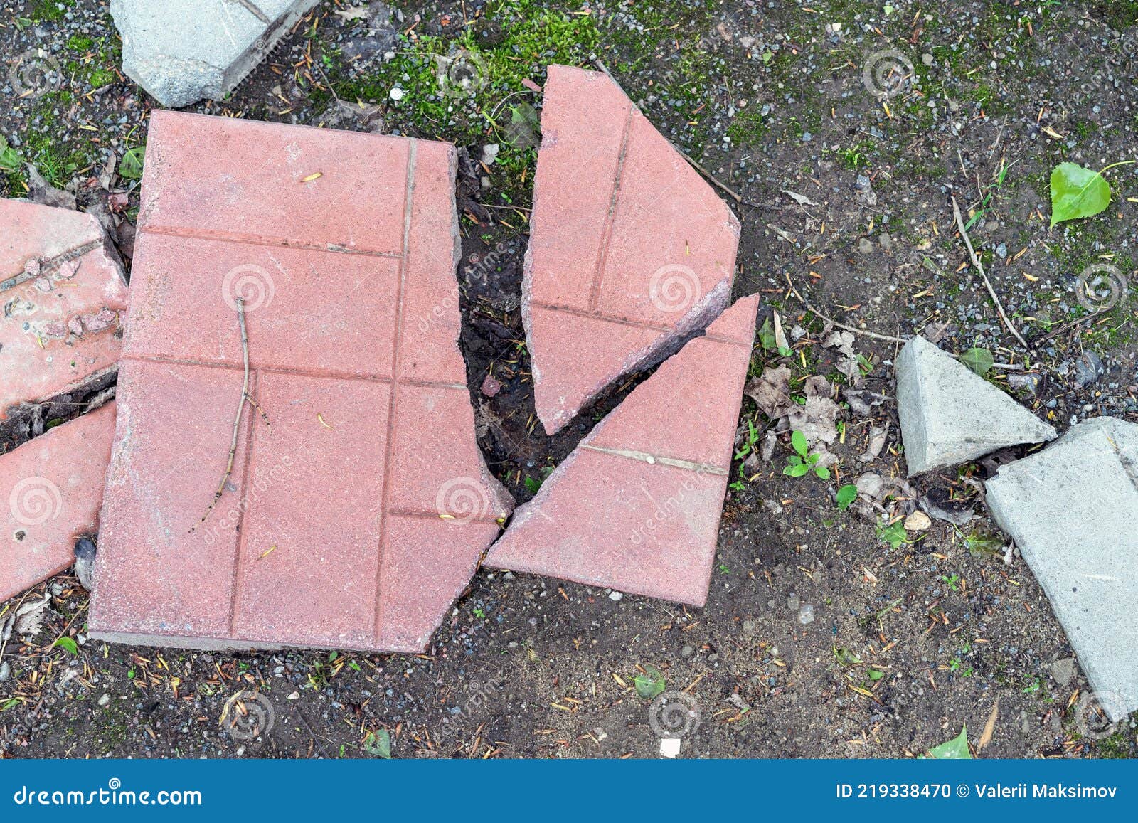 Broken Paving Slabs on the Footpath Stock Photo - Image of heap ...