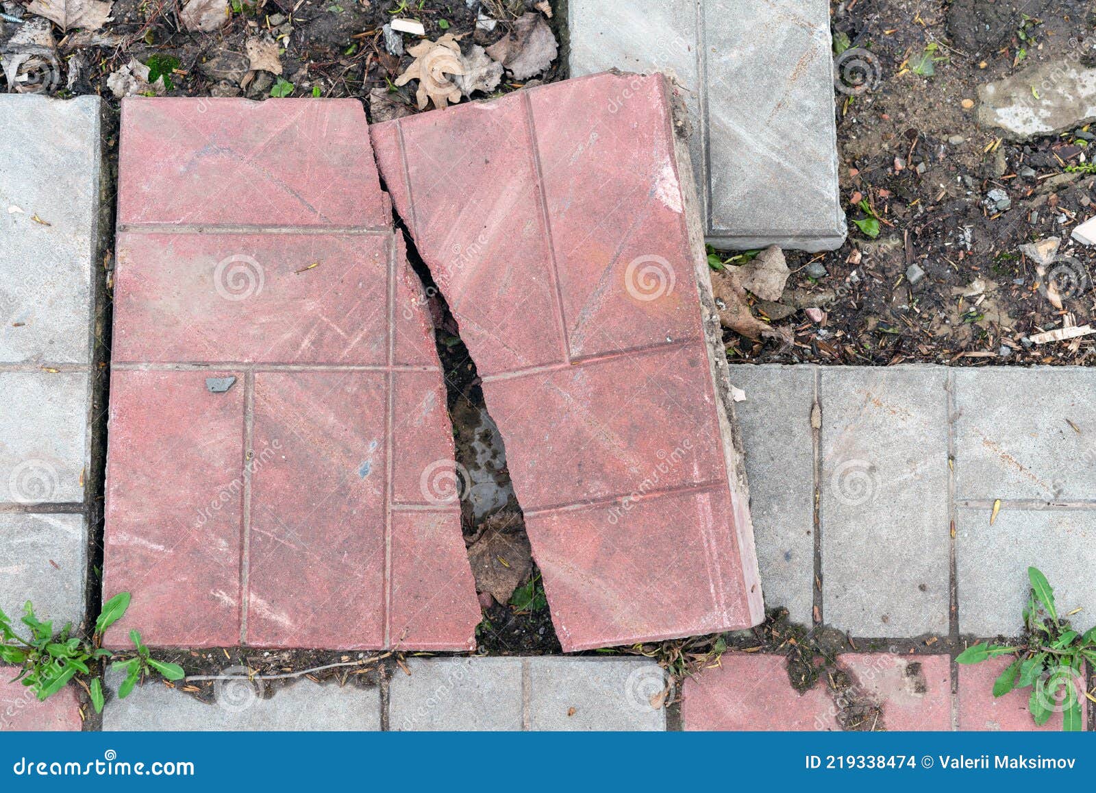 Broken Paving Slabs on the Footpath Stock Photo - Image of square ...