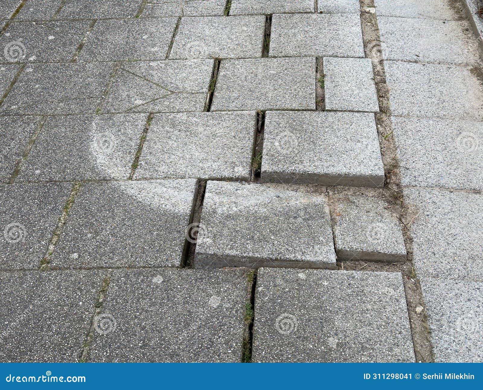 Broken Paving Slabs on Sidewalk Stock Image - Image of wall, damaged ...