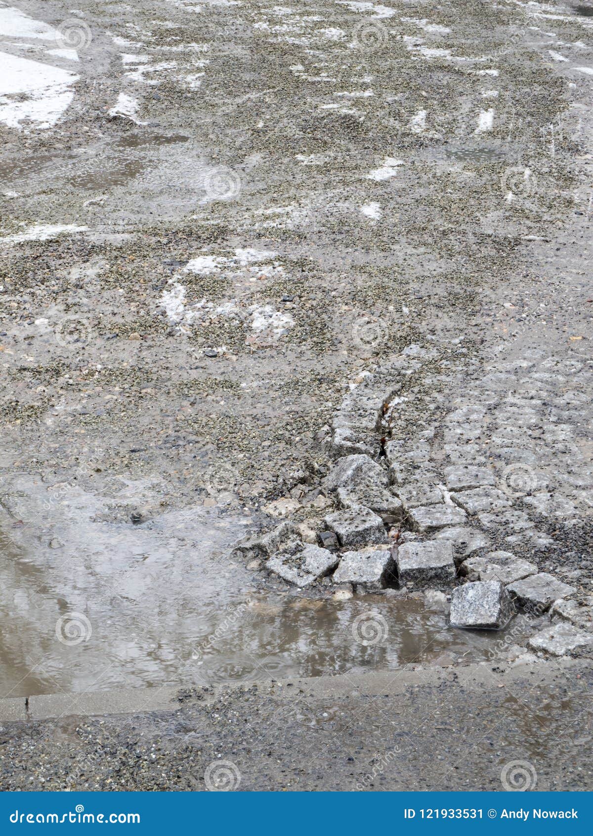 Broken Paving Stones on a Car Park_vertical Stock Image - Image of ...