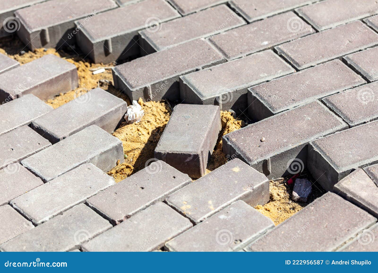 Broken Paving Stones on the Road in the Park Stock Image - Image of ...