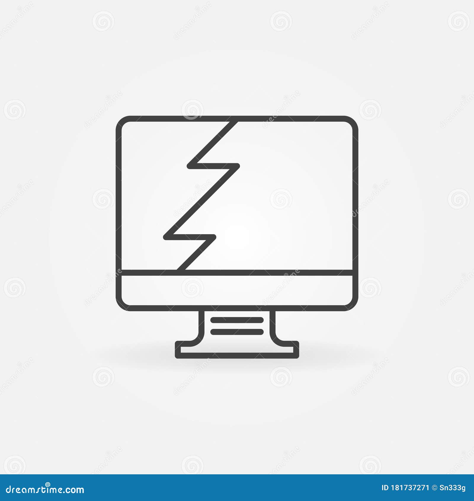 Broken PC Display or Monitor Vector Outline Concept Icon Stock Vector ...