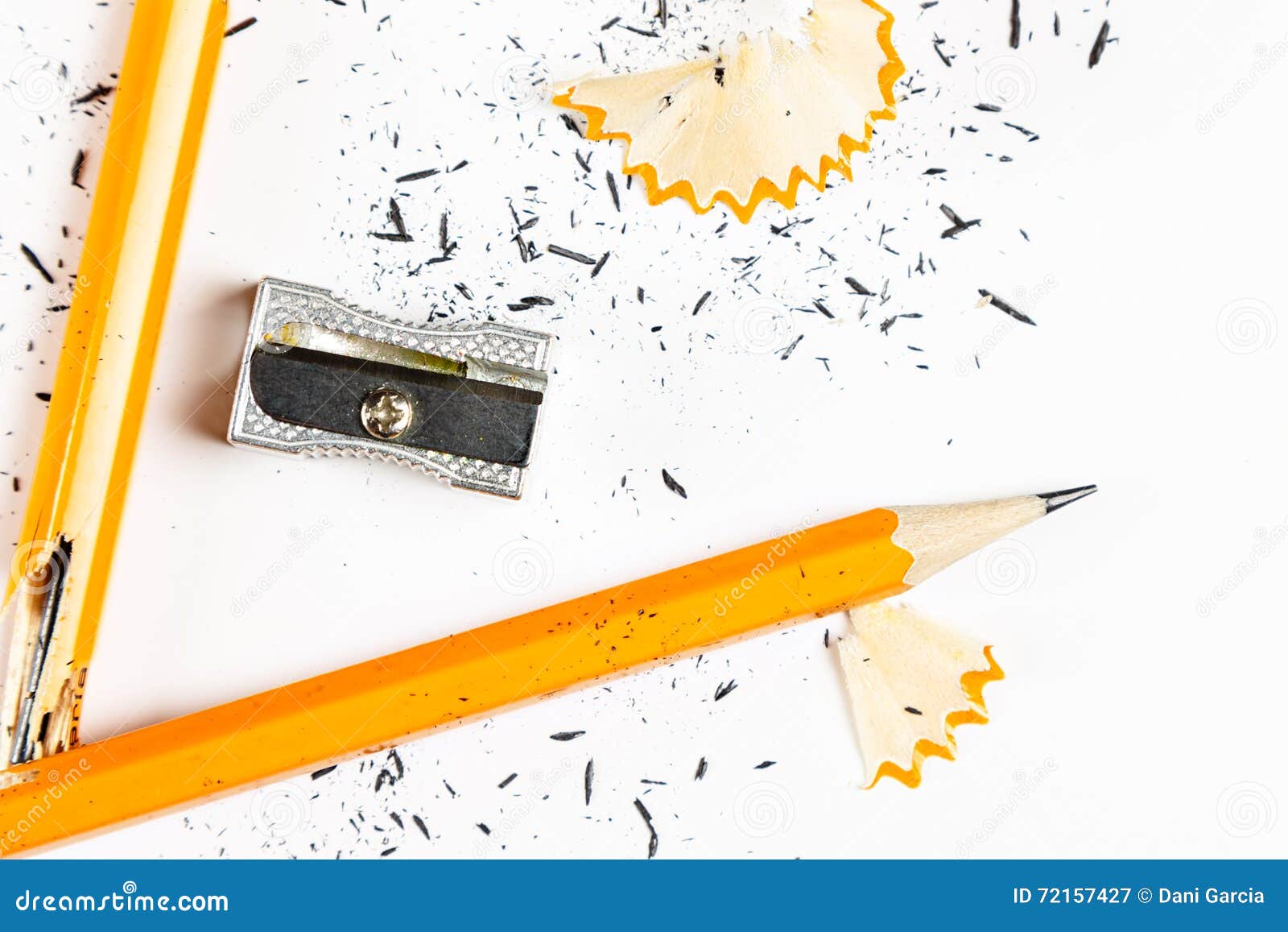 Broken Pencil with Metal Sharpener and Shavings. Stock Image - Image of ...