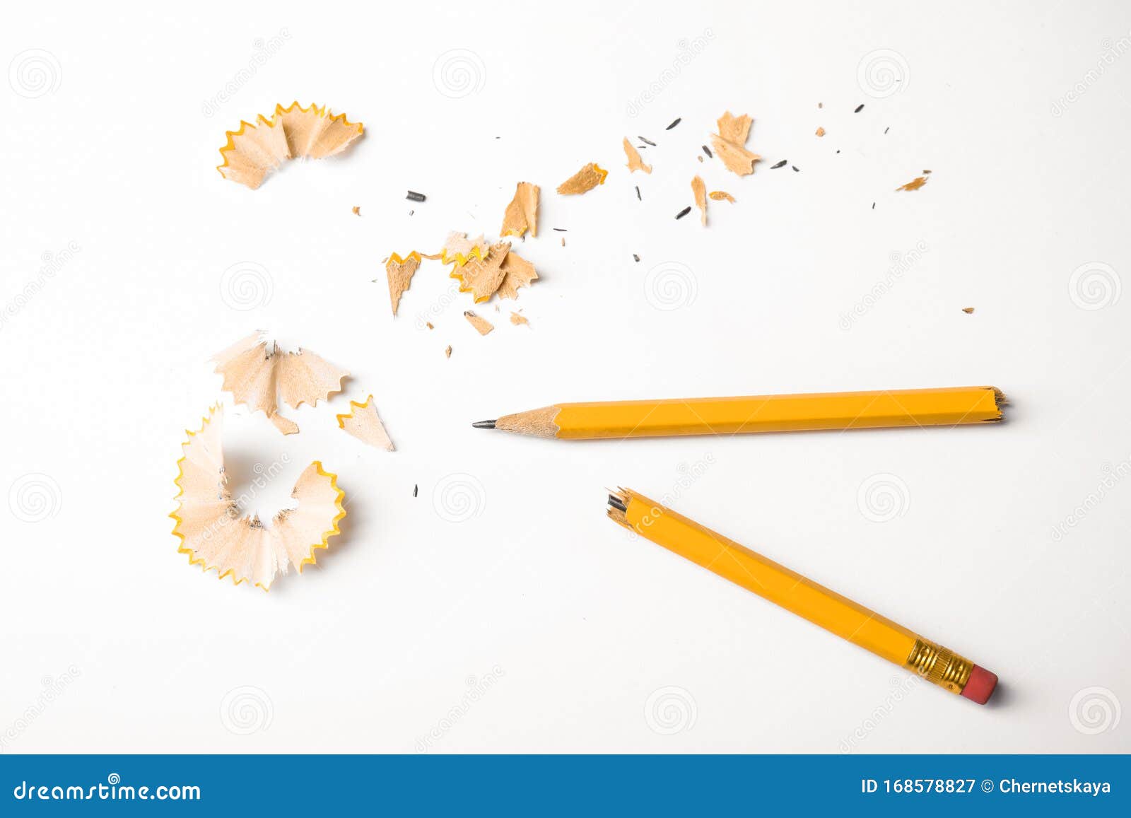 Broken Pencil and Shavings on White Background Stock Image - Image of ...