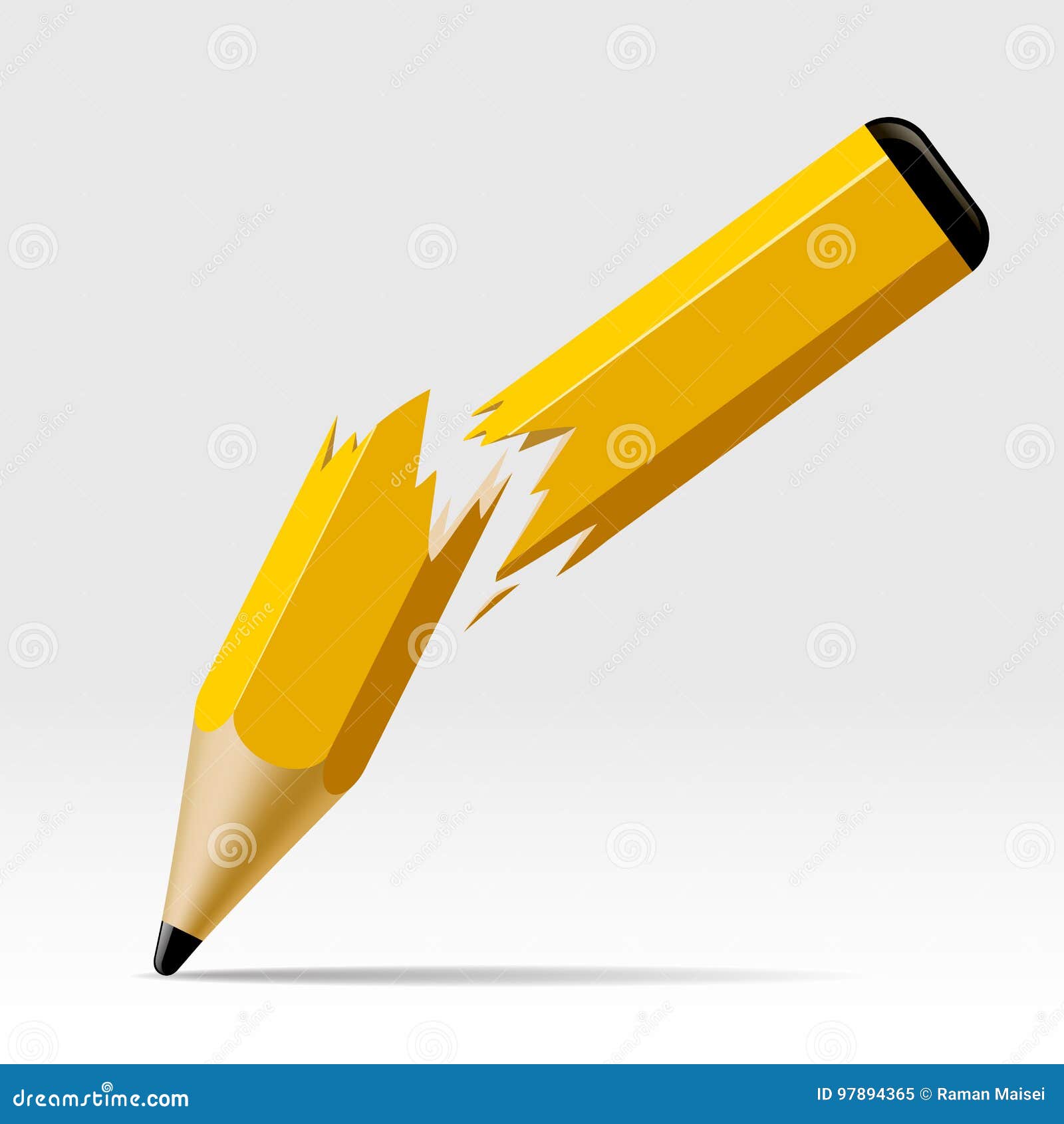 Broken Pencil Isolated On White Background. Vector Realistic ...