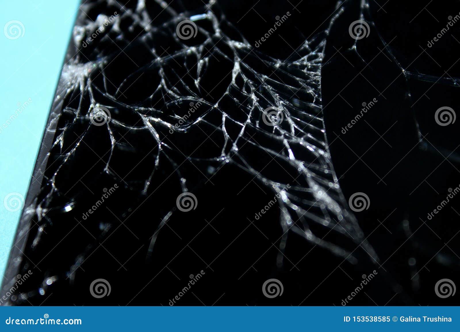 Broken Phone on Blue Background. Cracked Screen Stock Image - Image of ...