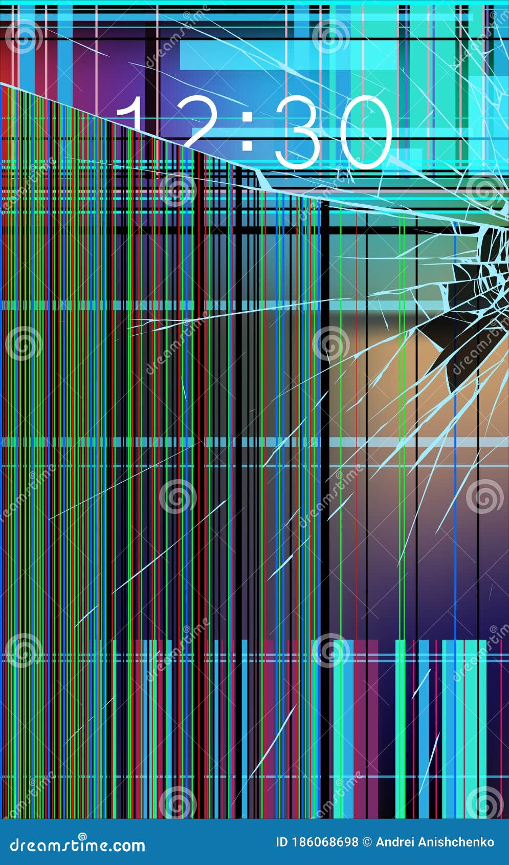 Broken Phone Display with Glith Effect Stock Vector - Illustration of ...