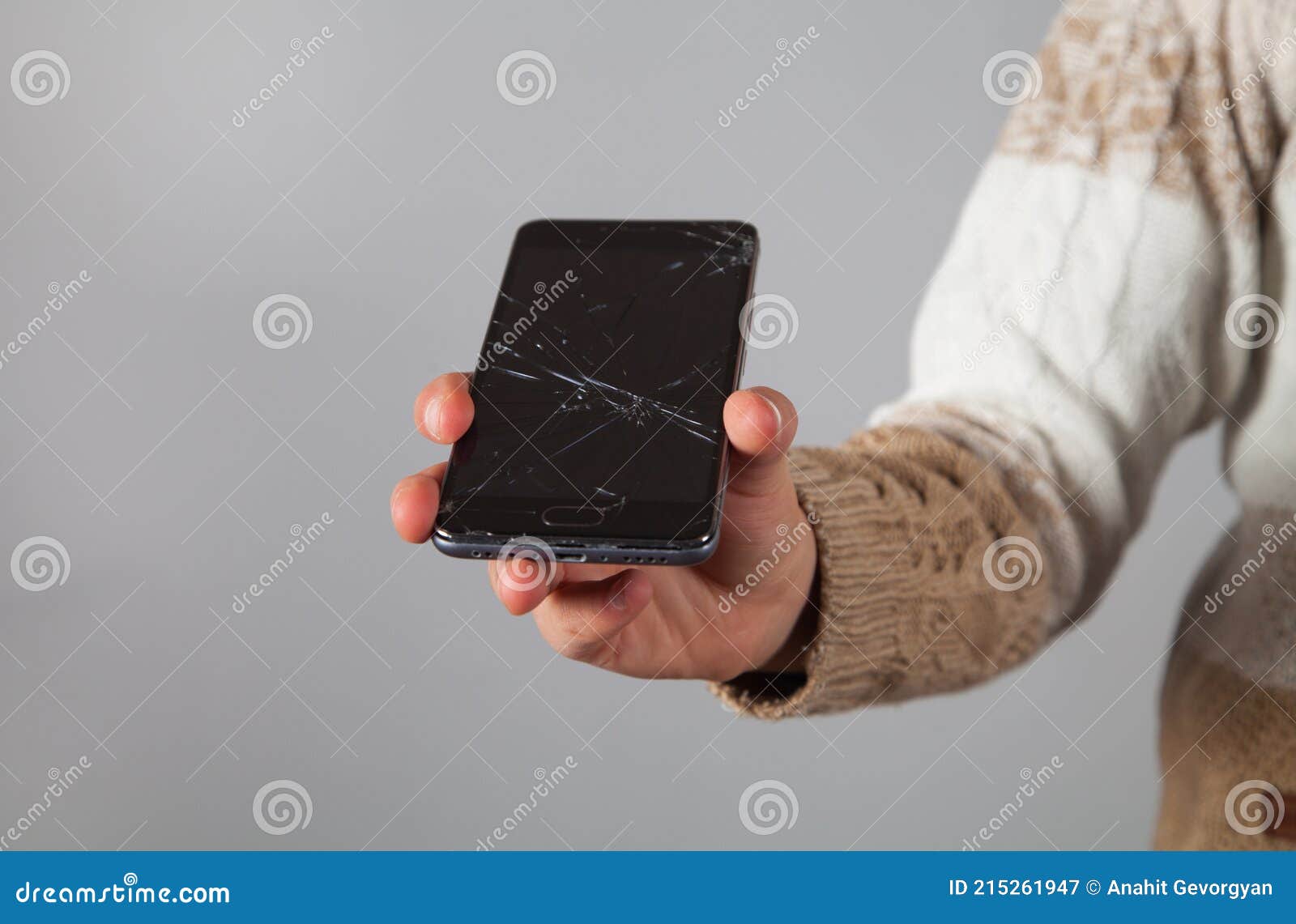 Broken Phone in the Hand of a Caucasian Boy Stock Image - Image of cell ...