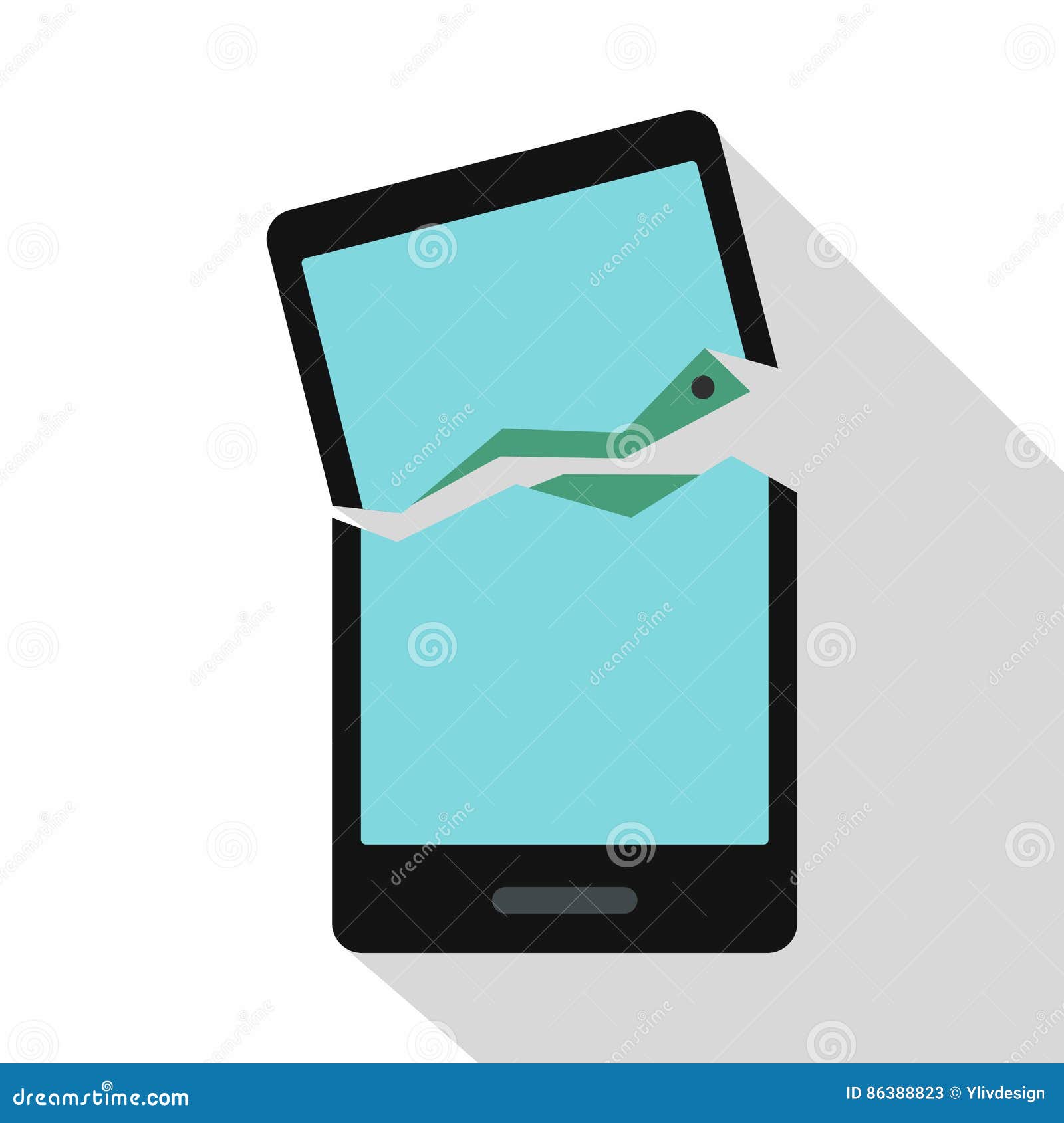 Broken Phone Icon, Flat Style Stock Vector - Illustration of symbol ...