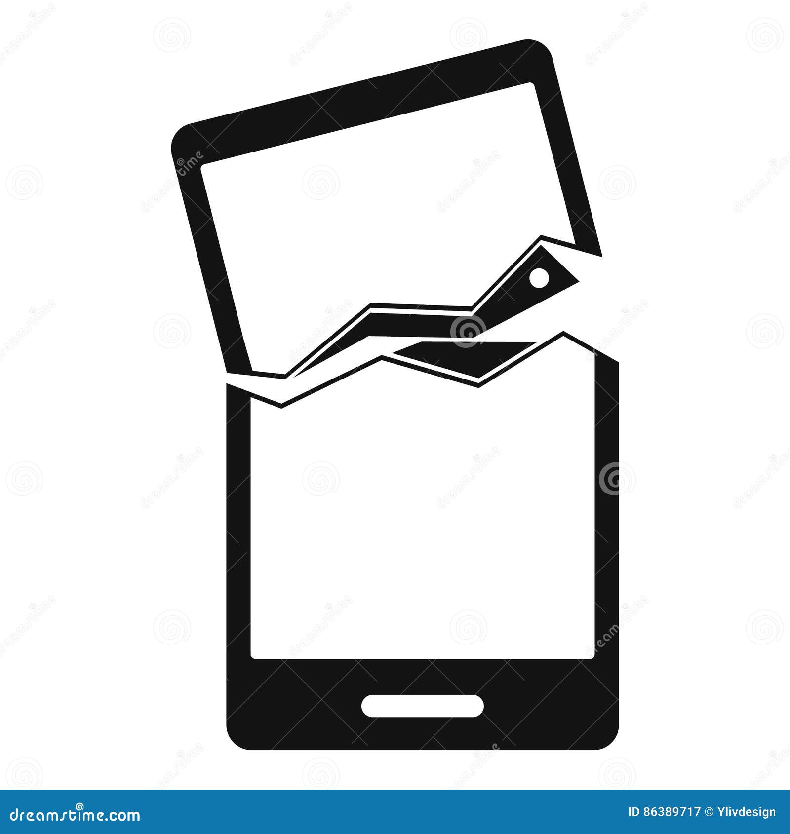Broken Phone Icon, Simple Style Stock Vector - Illustration of internet ...