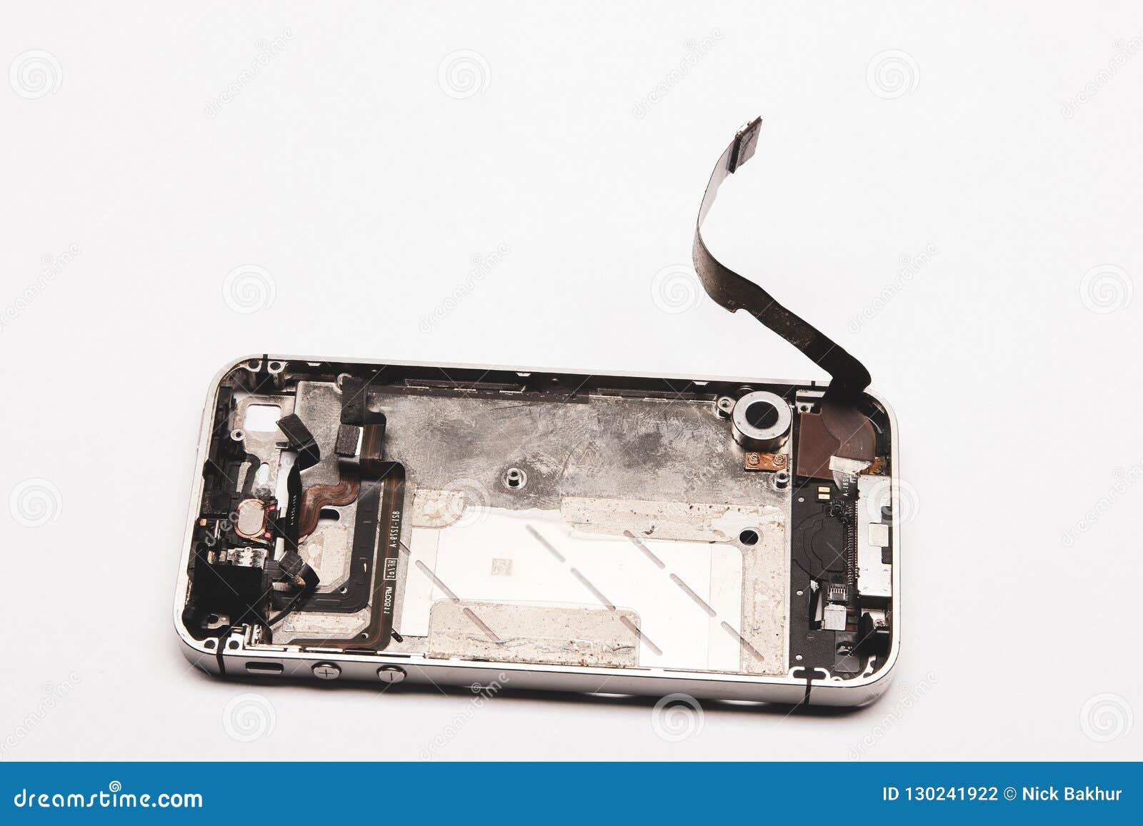 Broken Phone. Parts of Smartphone Components Isolate on White ...