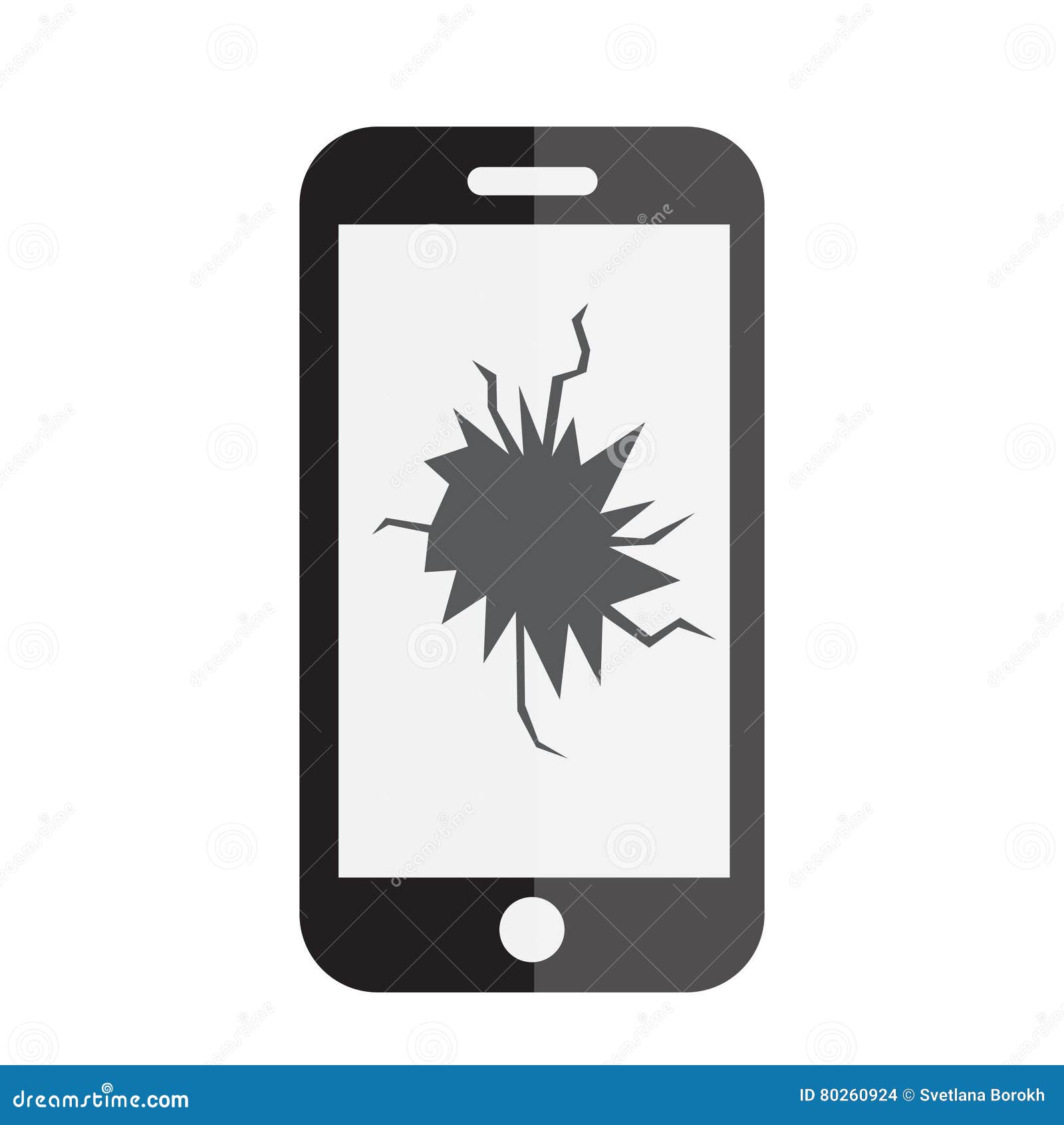 Broken Phone Screen Icon. Phone with a Broken Screen Icon. Flat Style ...