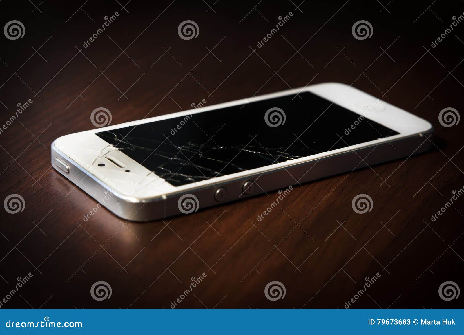 Broken Phone on a Table,black Screen Stock Image - Image of dropped ...
