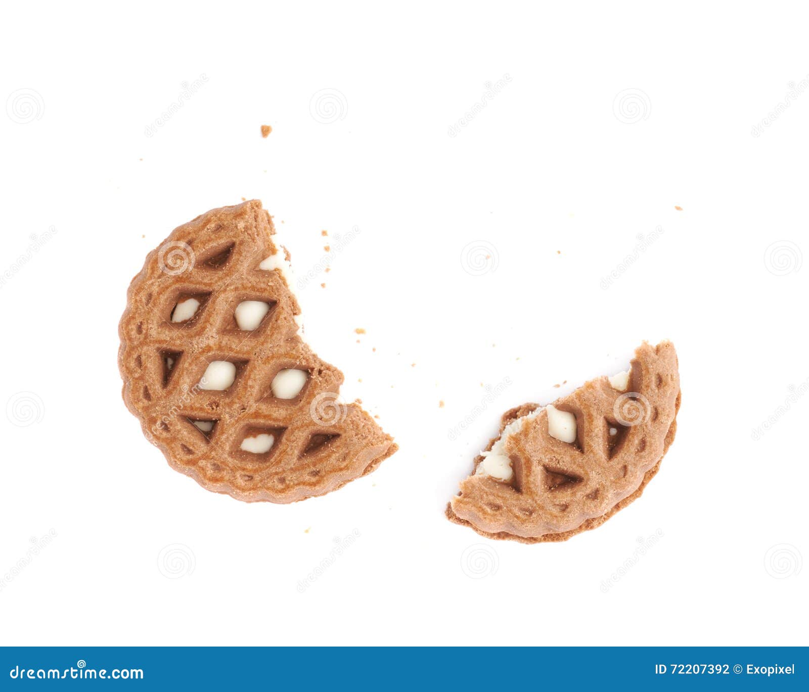 Broken into Pieces Cookie Isolated Over the White Background Stock ...