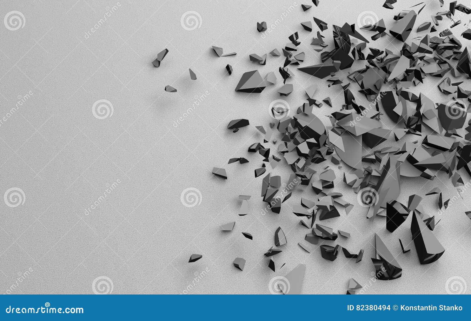 The Broken Pieces of the Object, Black White, 3d Illustration on a ...