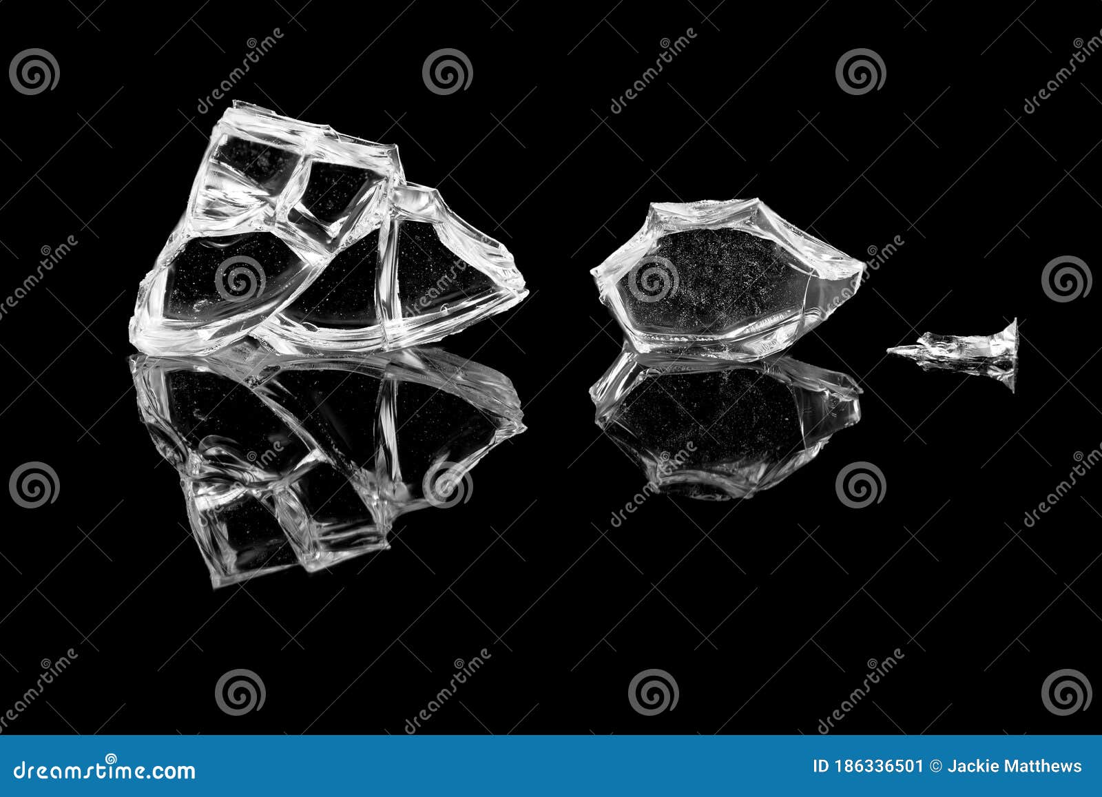 Pieces of Broken Glass on Black Background Stock Image - Image of ...