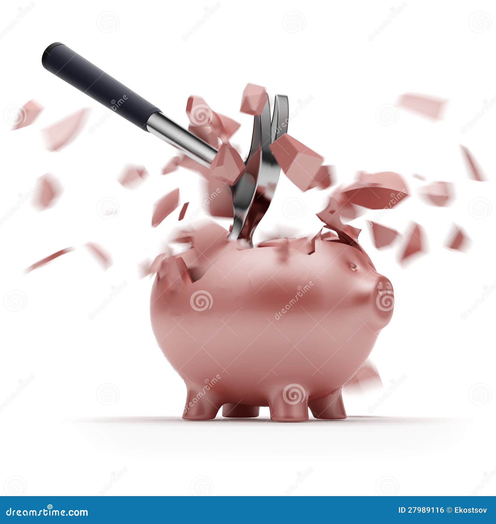 Broken Piggy Bank With Hammer Royalty Free Stock Image - Image: 27989116