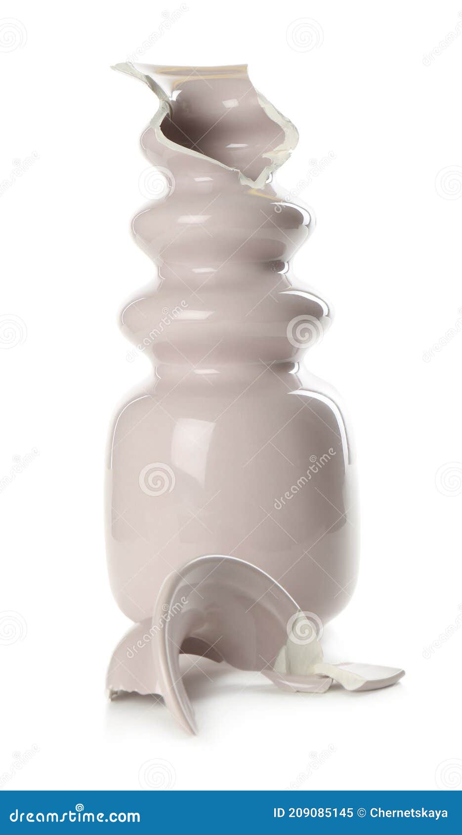 Broken Pink Ceramic Vase Isolated on White Stock Image - Image of ...