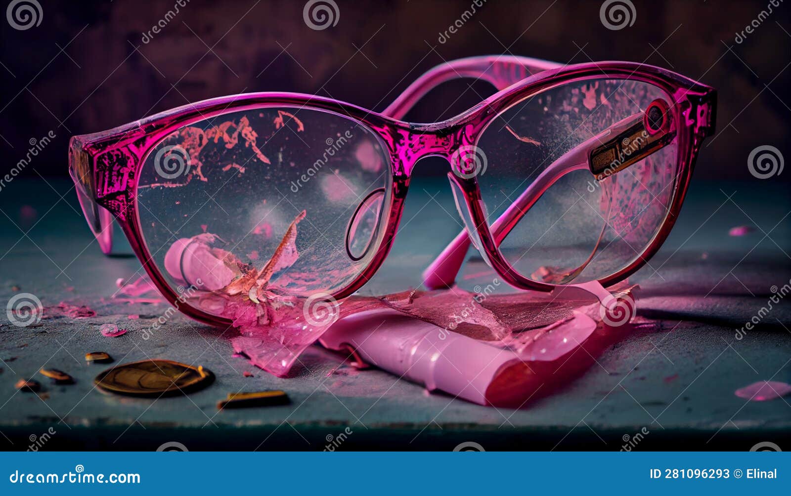 Broken Pink Glasses, Symbol of Stupidity and Disappointment. AI ...