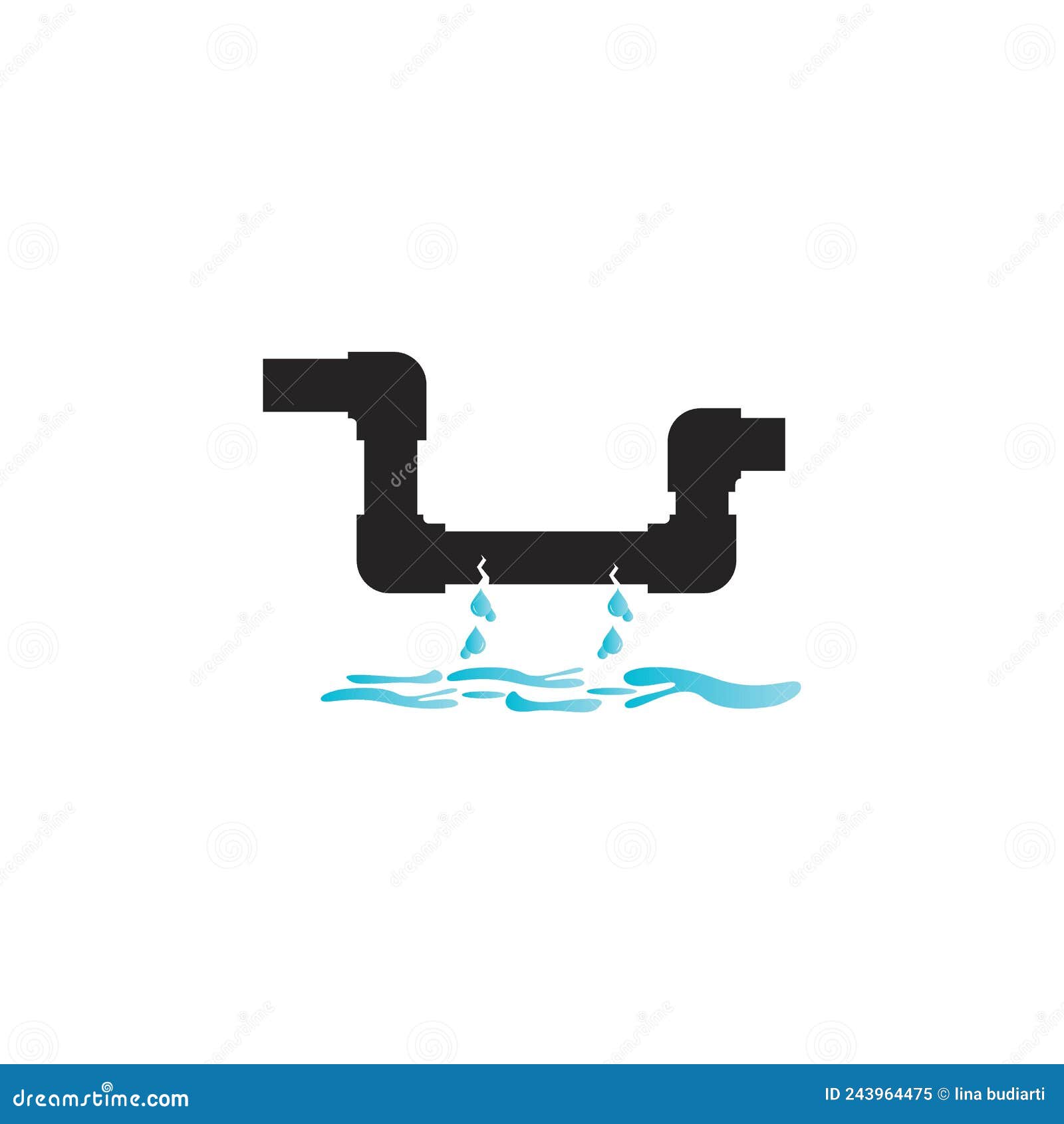 Broken Pipe Icon stock vector. Illustration of water - 243964475