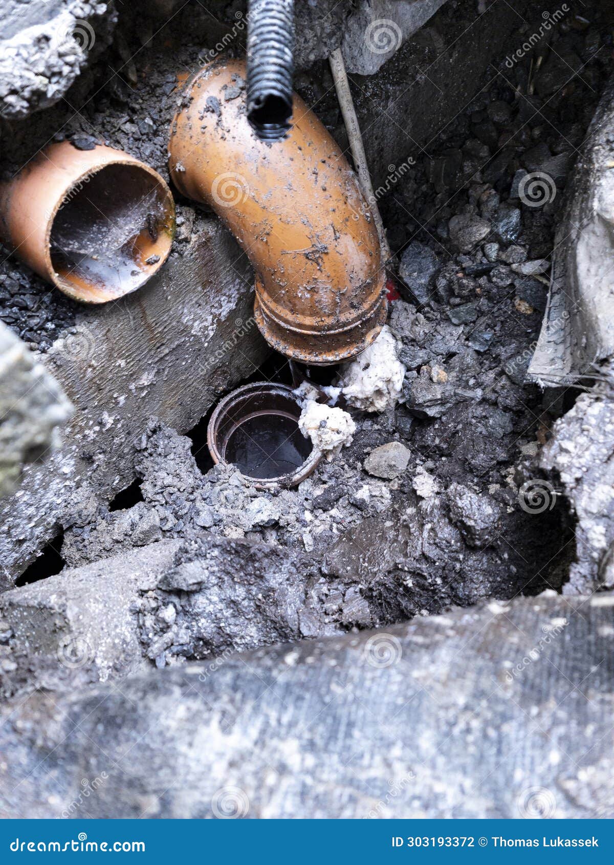 Broken Pipes Due To Subsidence of Building on a Peatbog Stock Photo ...