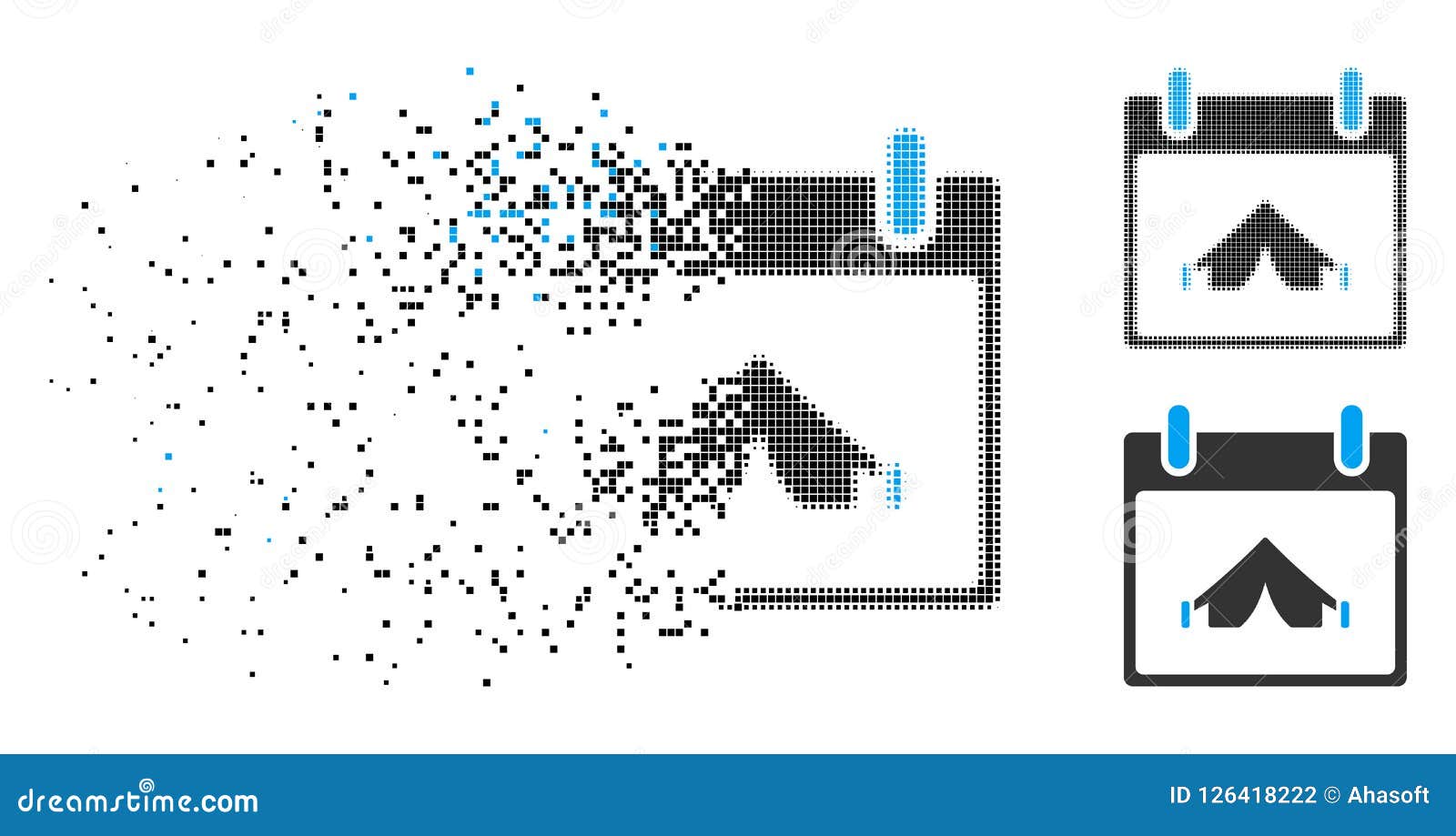 Broken Pixel Halftone Camping Calendar Day Icon Stock Vector ... Broken Pixel Halftone Camping Calendar Day Icon Stock Vector ...