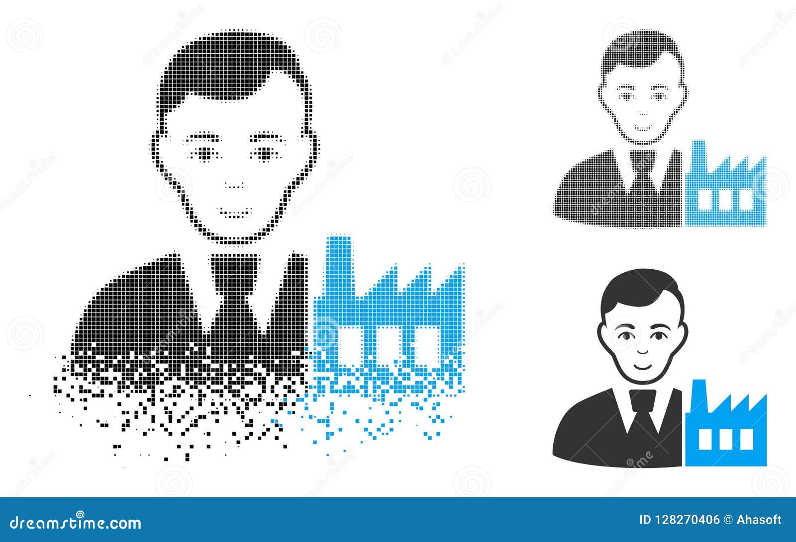 Broken Pixel Halftone Capitalist Oligarch Icon with Face Stock Vector ...