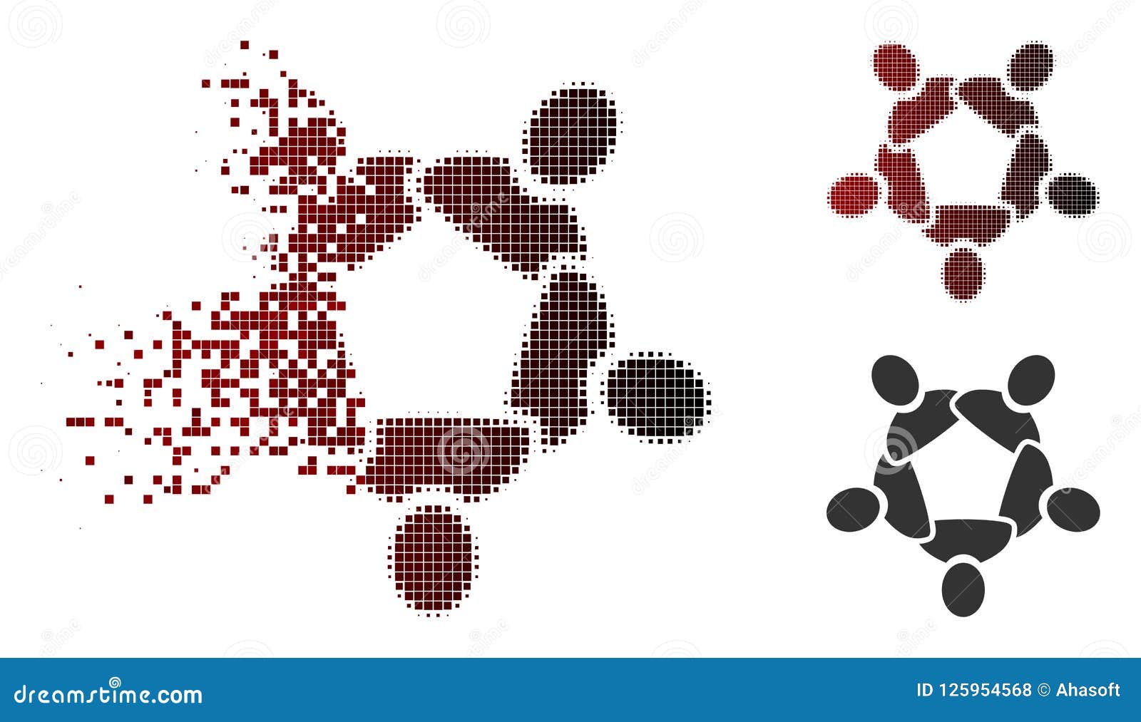 Broken Pixel Halftone Collaboration Icon Stock Vector - Illustration of ...