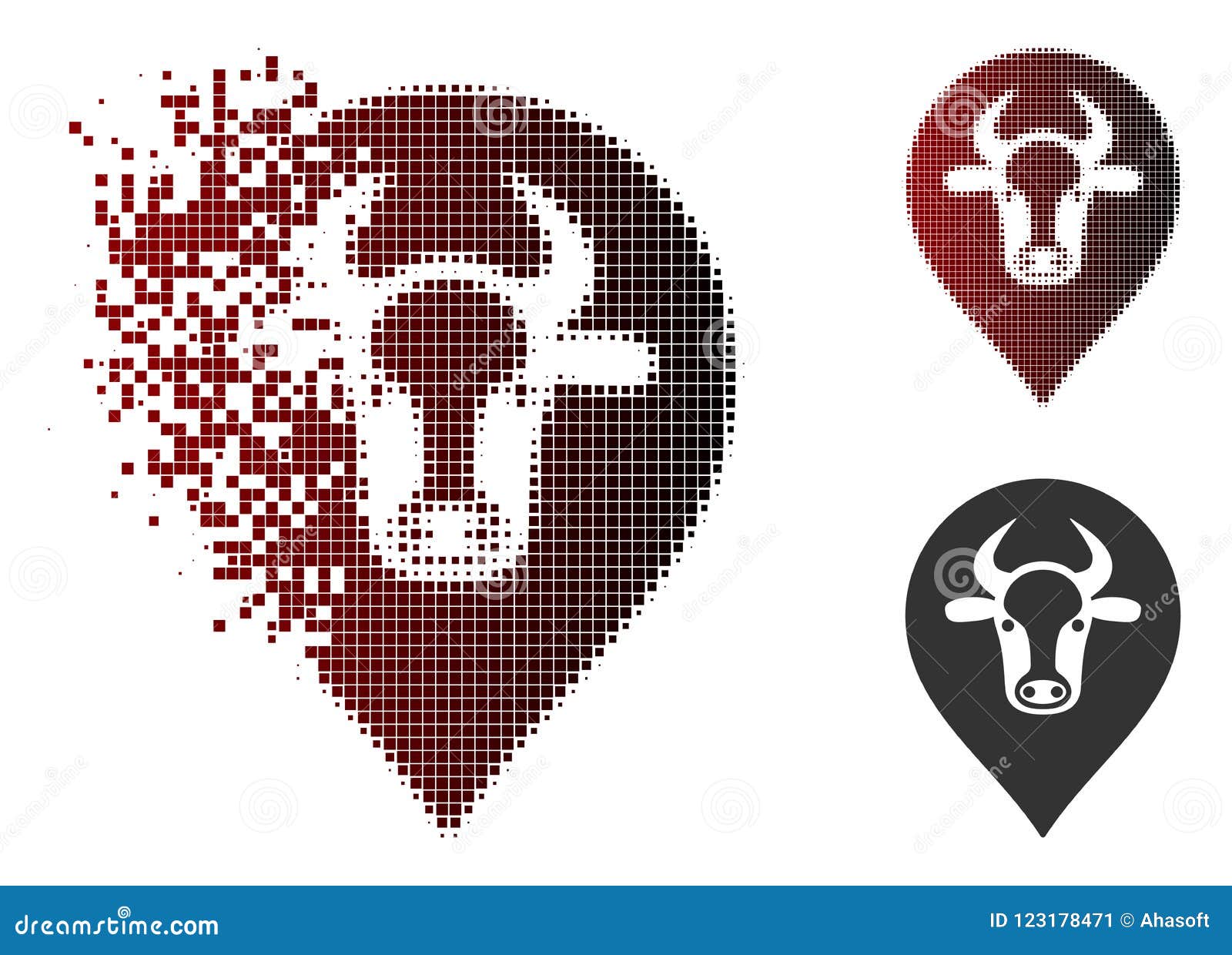 Broken Pixel Halftone Cow Map Pointer Icon Stock Vector - Illustration ... Broken Pixel Halftone Cow Map Pointer Icon Stock Vector - Illustration ...