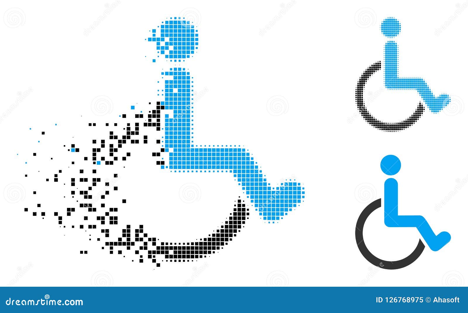 Broken Pixel Halftone Disabled Person Icon Stock Vector - Illustration ... Broken Pixel Halftone Disabled Person Icon Stock Vector - Illustration ...