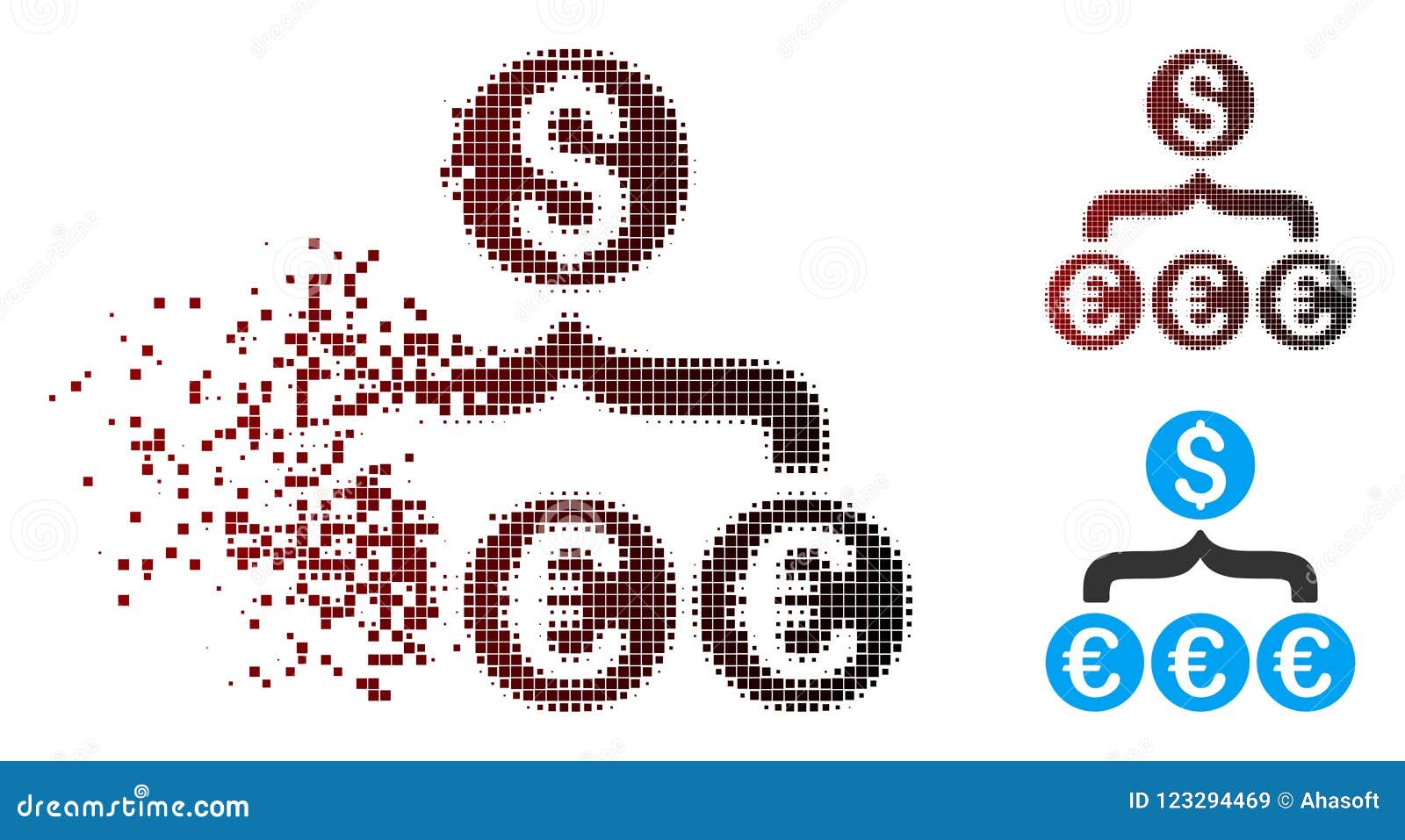 Broken Pixel Halftone Euro Dollar Conversion Aggregator Icon Stock ... Broken Pixel Halftone Euro Dollar Conversion Aggregator Icon Stock ...