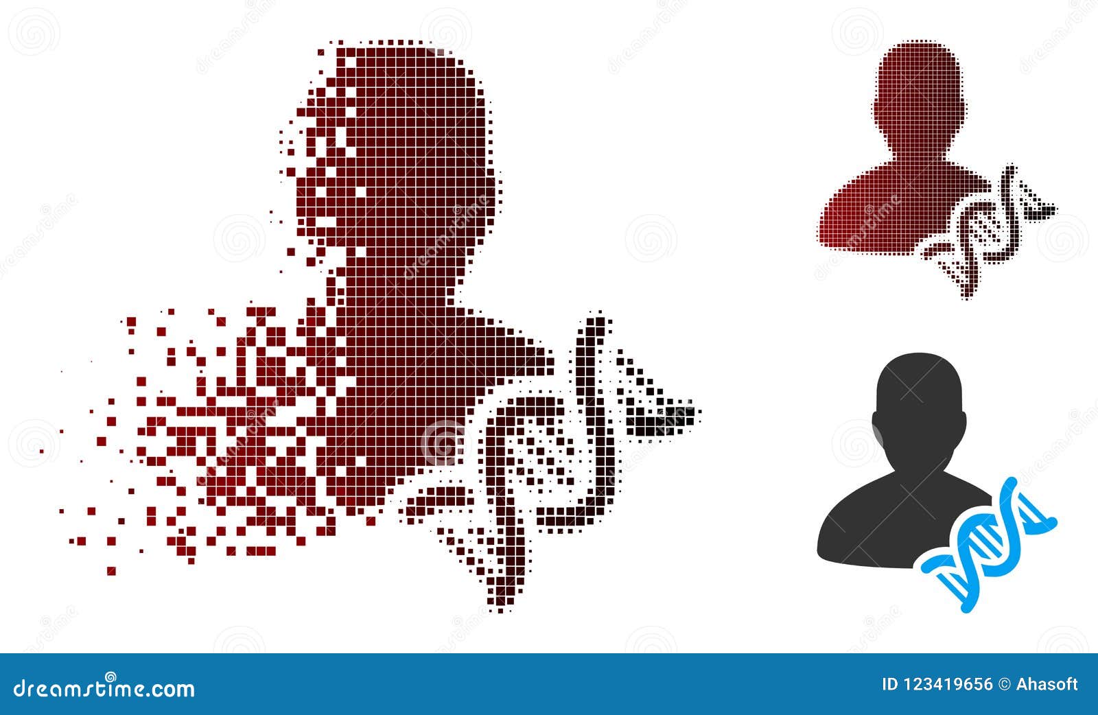 Broken Pixel Halftone Geneticist DNA Icon Stock Vector - Illustration ...